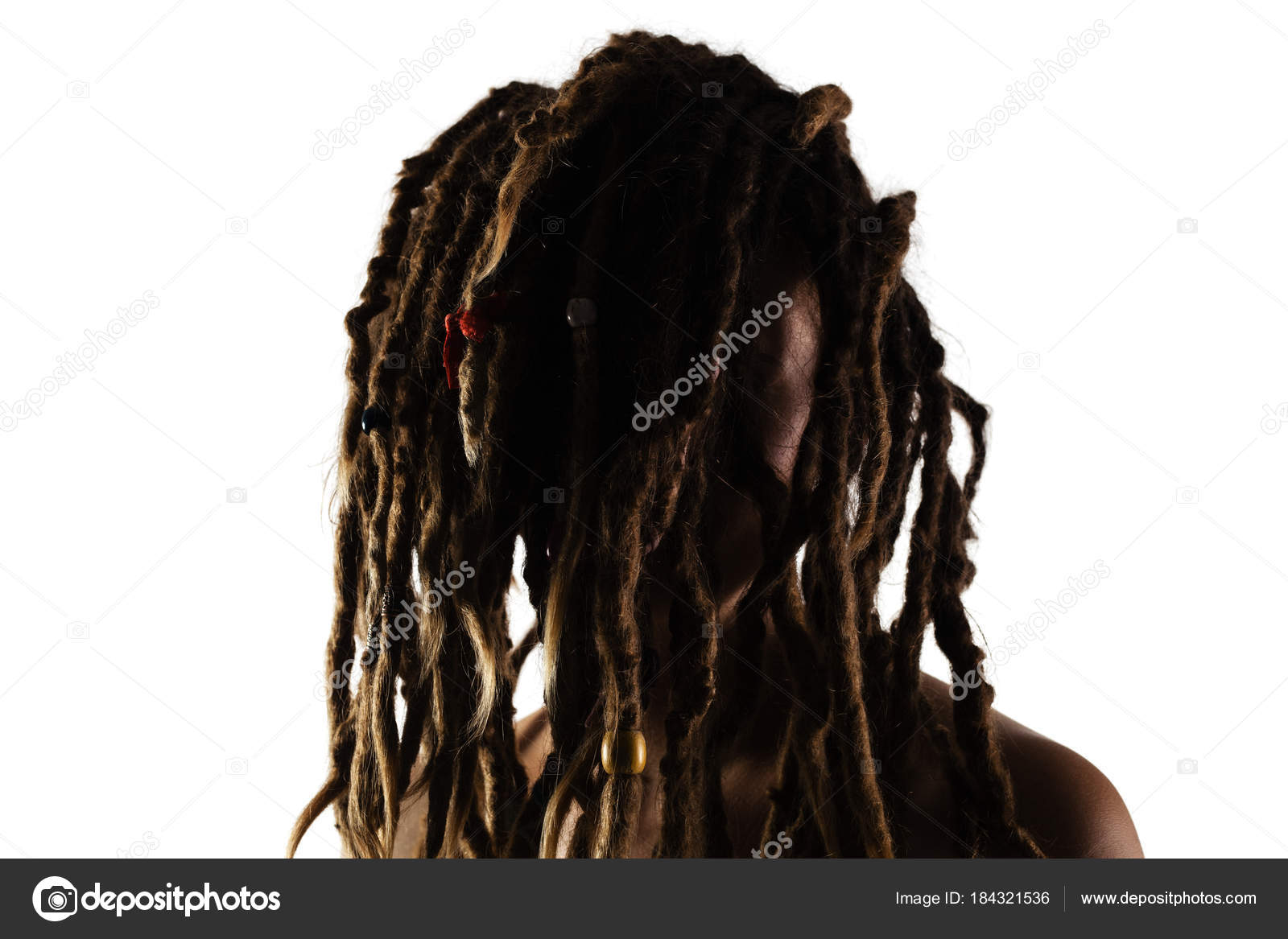Girl with dreadlocks in front of her face — Stock Photo © kokimk #184321536
