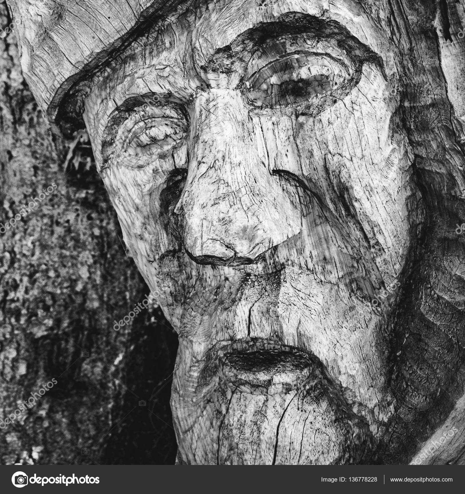 Face carved in old tree Stock Photo by ©loriklaszlo 136778228