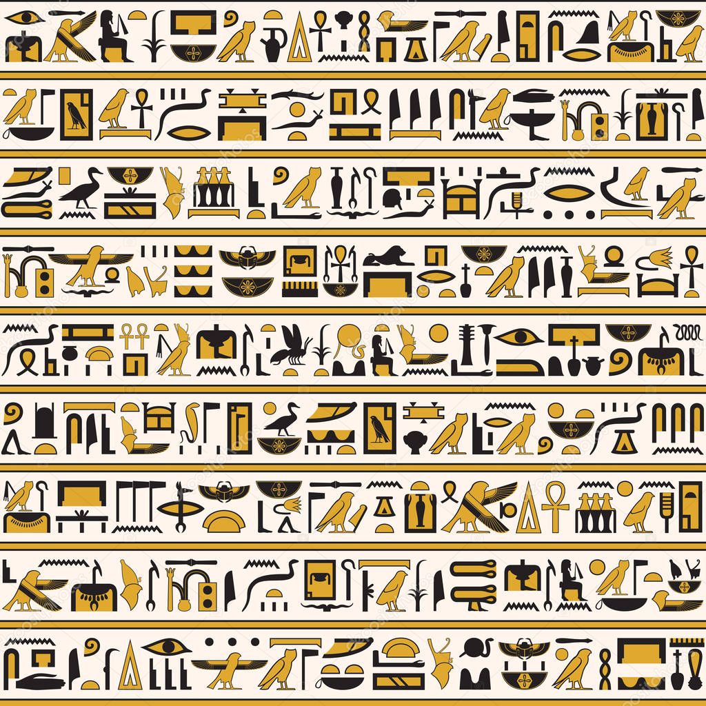 Hieroglyphic Alphabet In Color