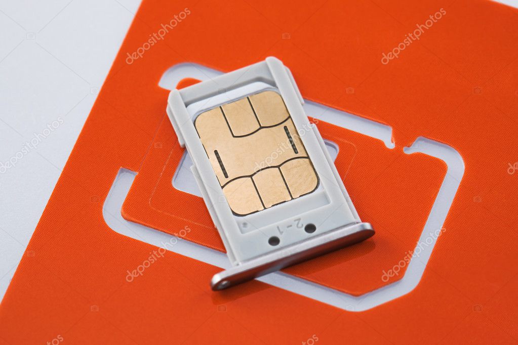 Nano sim card with sim tray and sim card adapter on white — Stock Photo ...