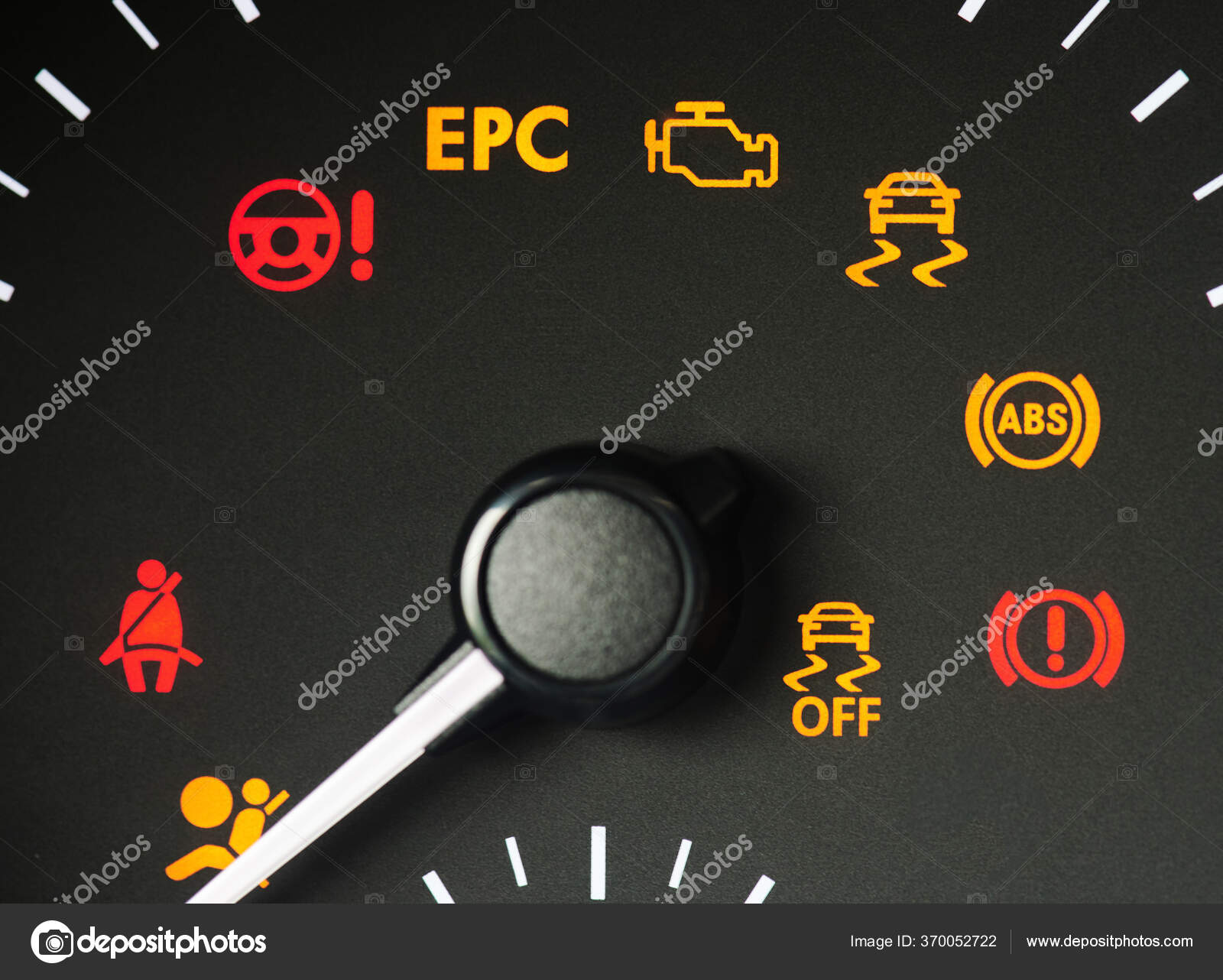 Red Yellow Car Error Signs Dashboard Macro Close View Stock Photo by ...