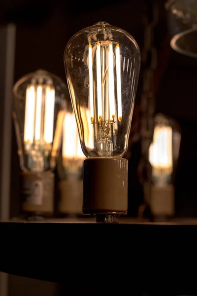 Contamplorary LED light bulds made to look like old school edison style ...