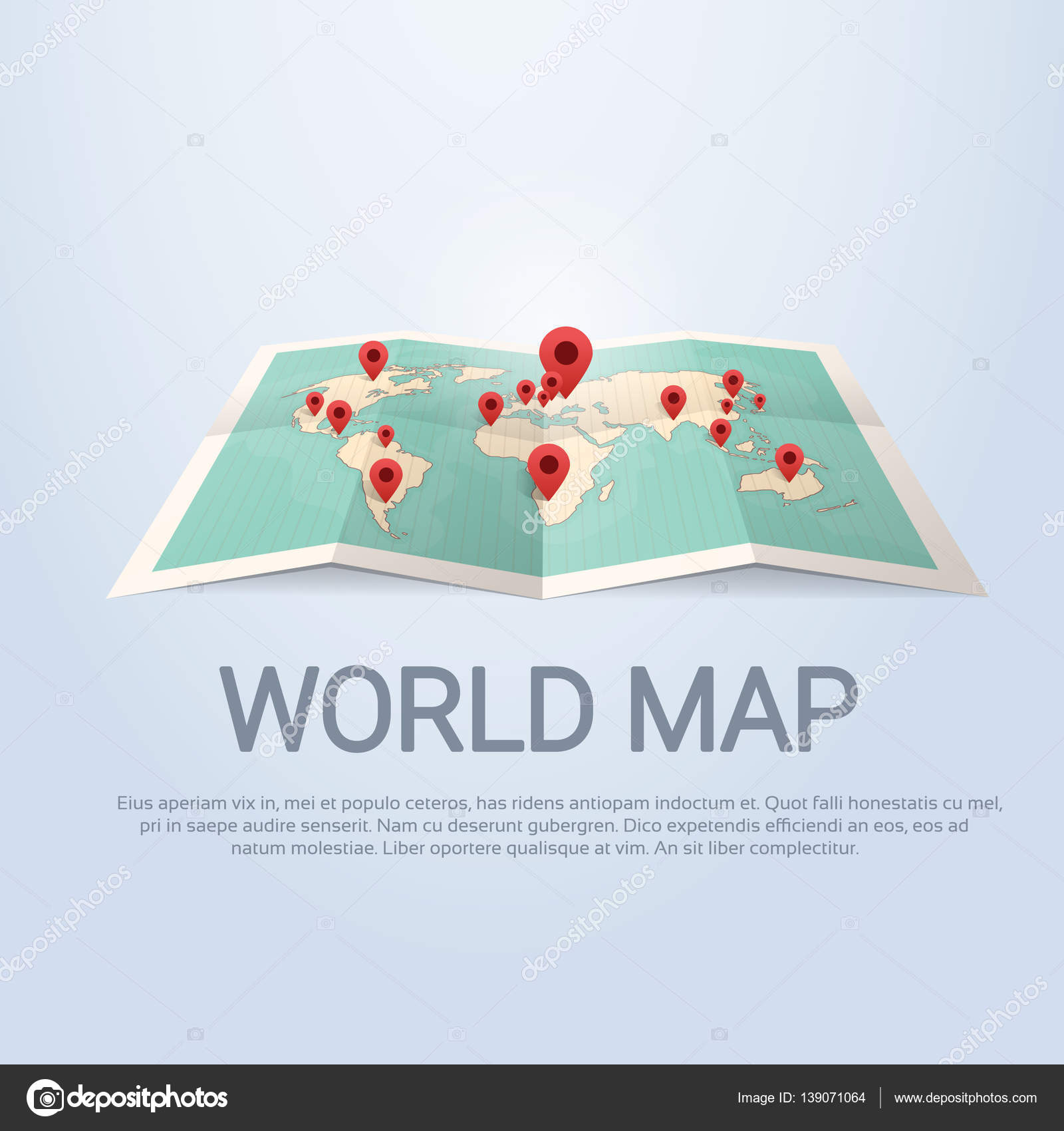 World Map Earth With Pins Travel Concept Stock Vector Image by ©mast3r ...