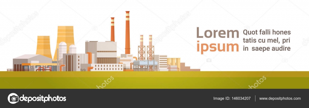Factory Building Nature Pollution Plant Pipe Waste Banner Stock Vector ...