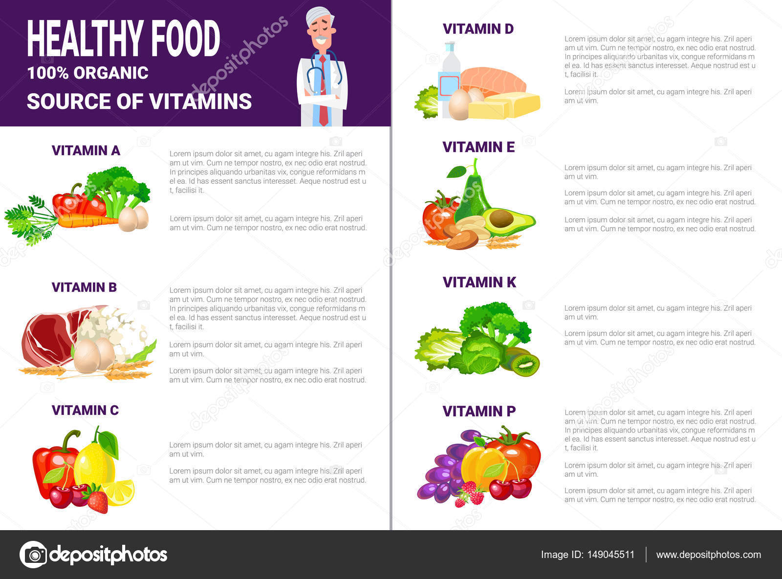 Healthy Food Infographics Products With Vitamins And Minerals, Health ...