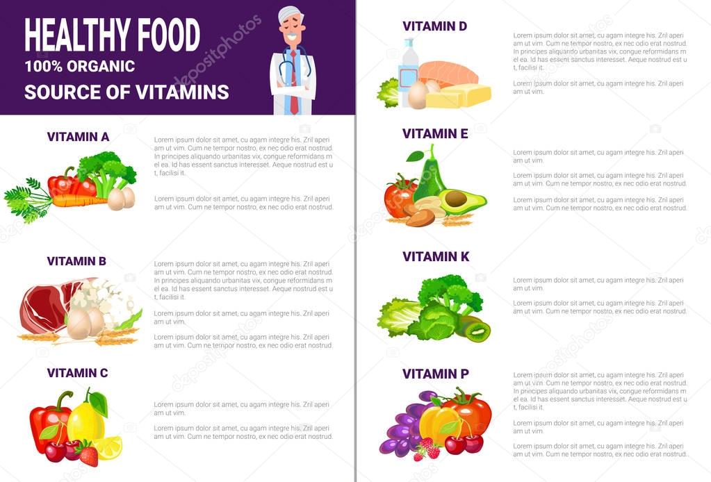 Healthy Food Infographics Products With Vitamins And Minerals, Health ...