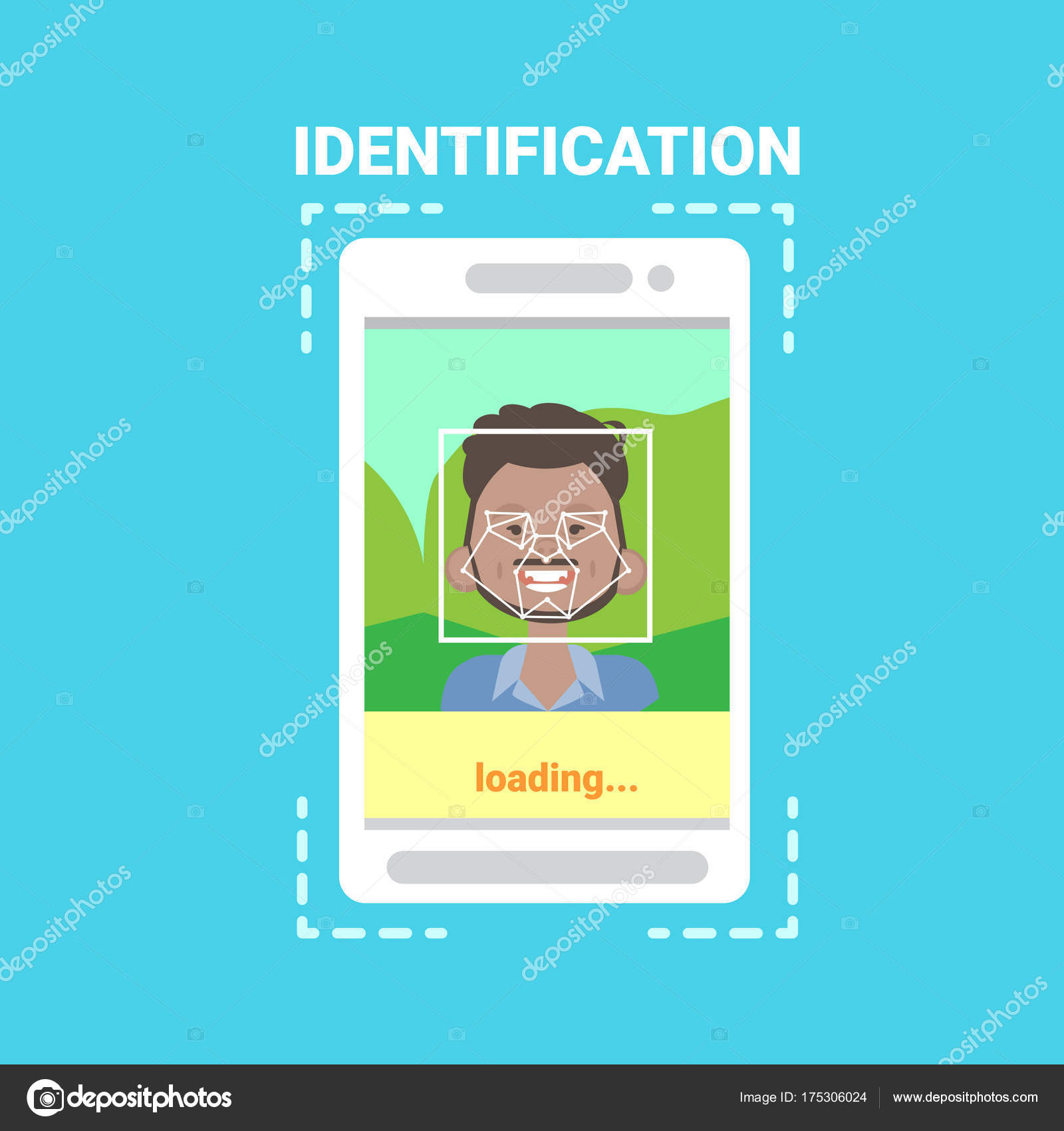 Smart Phone Loading Face Identification System Scanning African ...