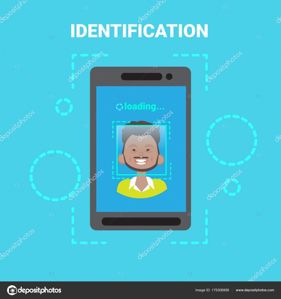 Smart Phone Loading Face Identification System Scanning African ...