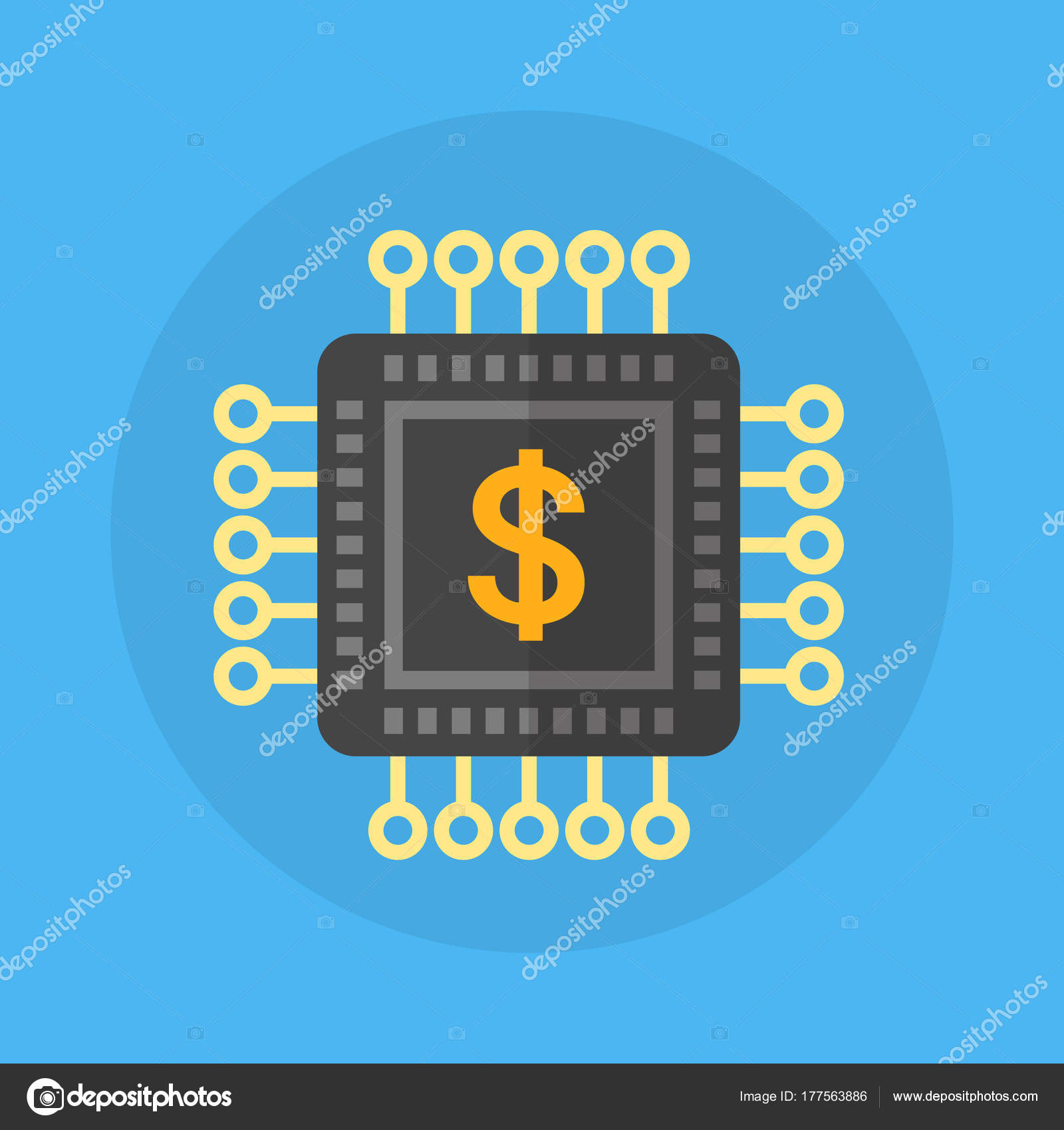 Microchip With Dollar Sign Icon Chip Processor Stock Vector Image by ...