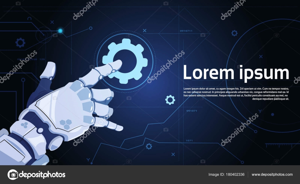 Robotic Hand Touch Gear Icon Technical Support Service And Artificial ...