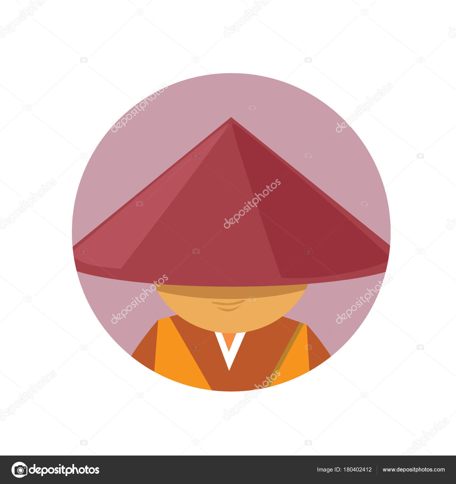 Portrait Of Asian Man In Straw Conical Hat And Traditional Clothes ...