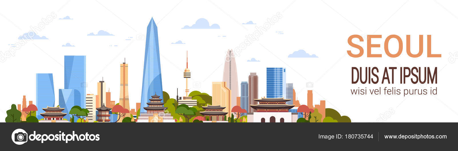 Seoul City Background Skyline South Korea View With Skyscrapers And ...