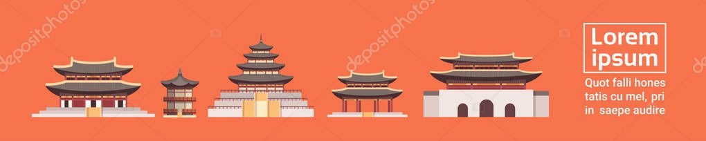 Korean architecture of traditional Vector Art Stock Images | Depositphotos