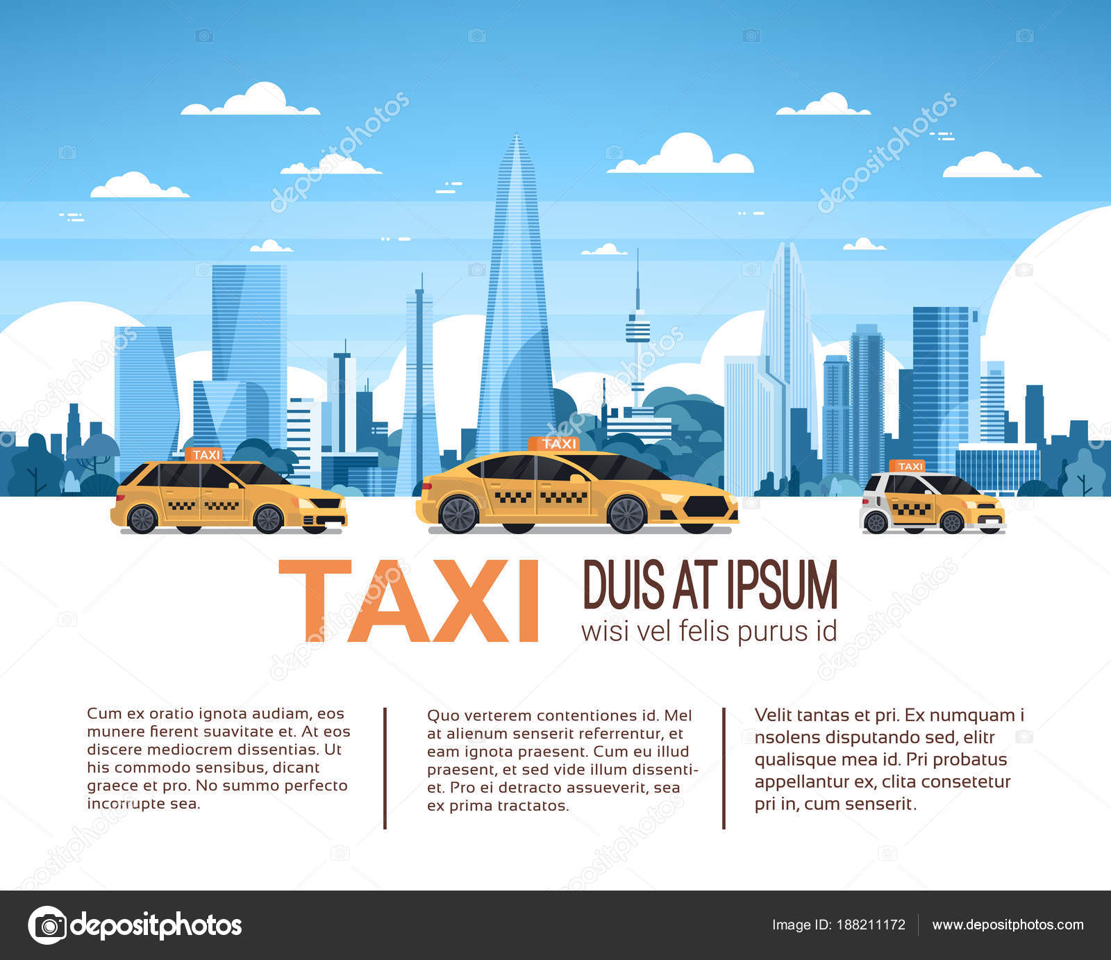 Taxi Service Template Infographic Banner With Copy Space, Yellow Cab ...