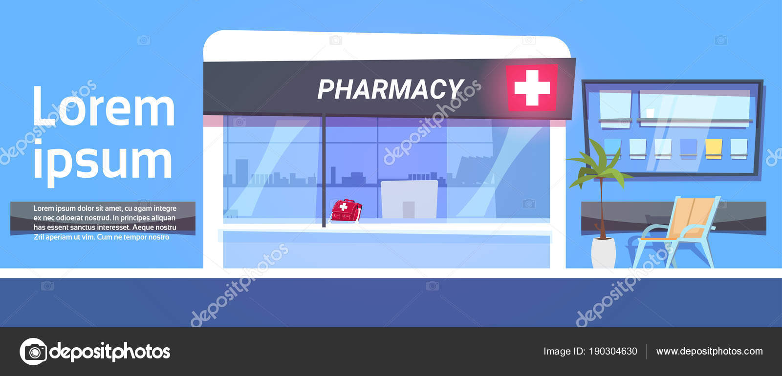 Pharmacy Store In Modern Hospital Drugstore Shop Exterior Template ...
