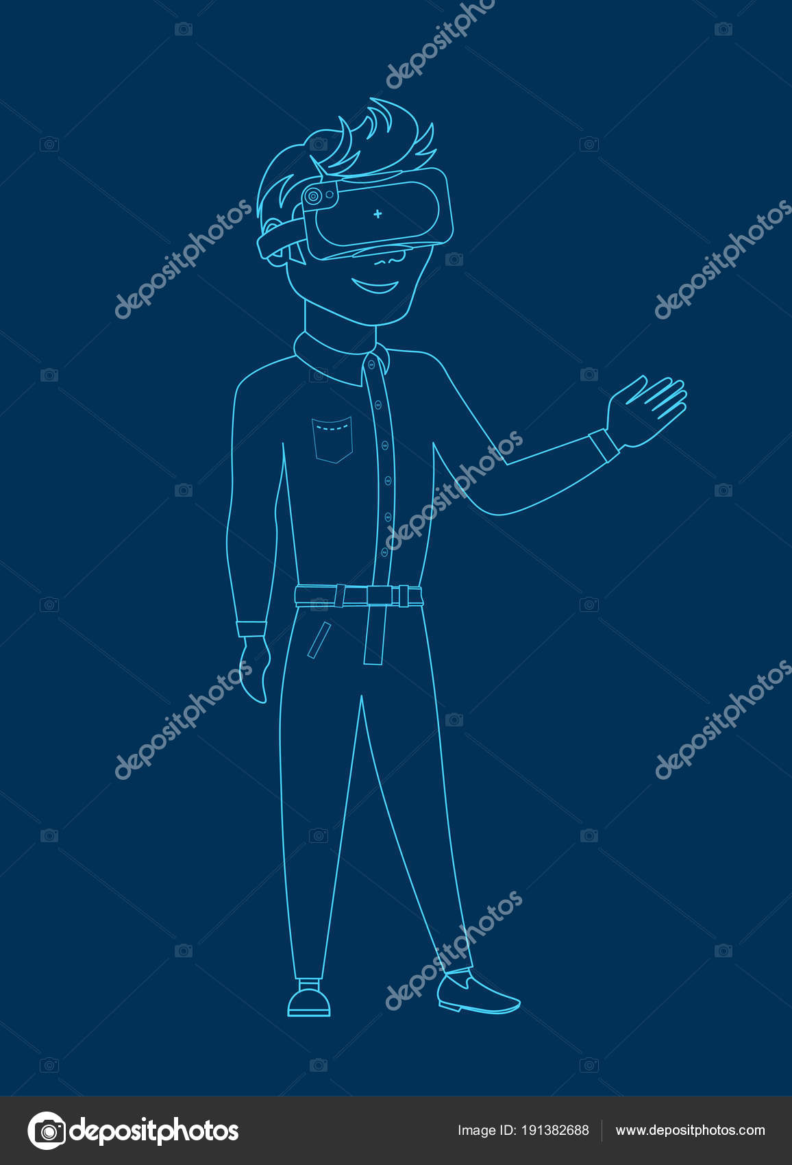 Man Silhouette Wearing 3d Virtual Reality Glasses Modern Vr Technology ...
