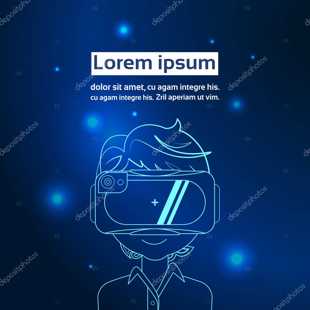 Silueta masculina con gafas de realidad virtual 3d Concepto de tecnolog a Vr moderna 2024