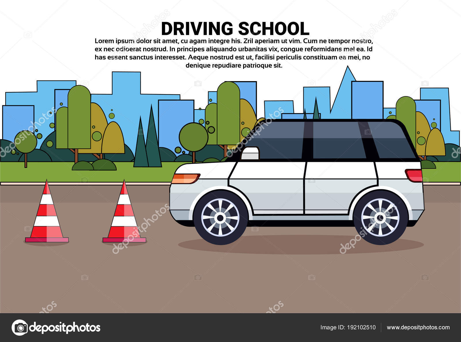 Driving School Poster, Car On Road, Auto Drive Education Practice Exam ...