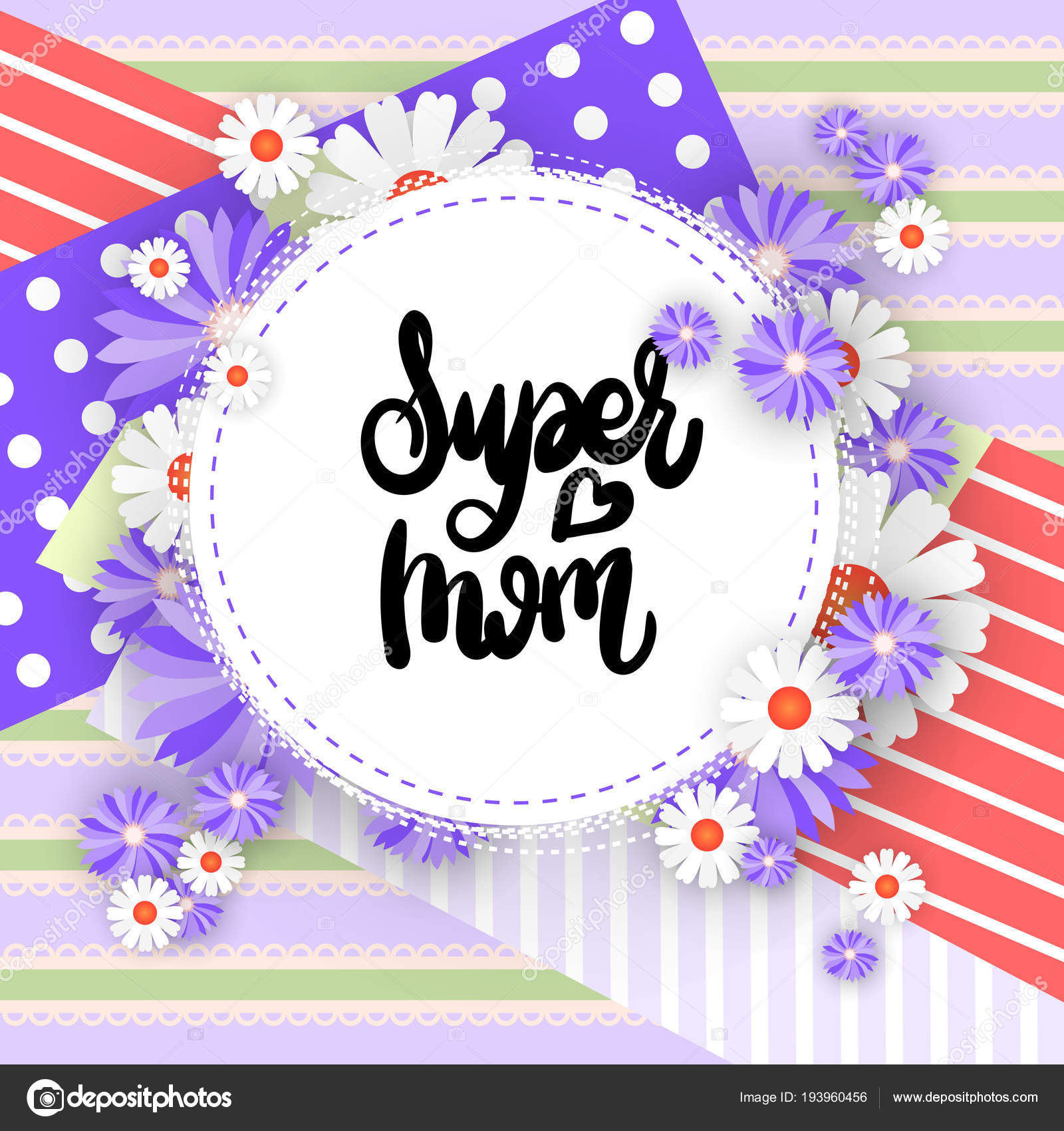 Super Mom Greeting Card Background Happy Mothers Day Concept Stock ...