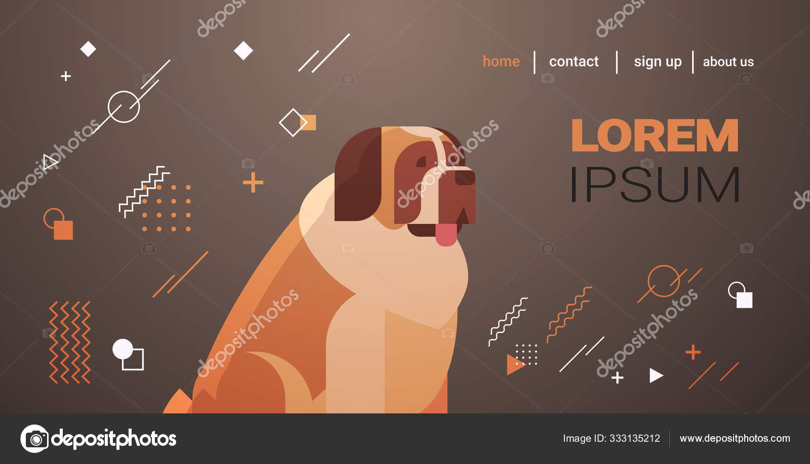 Saint bernard icon cute dog furry human friend home pet cartoon animal ...