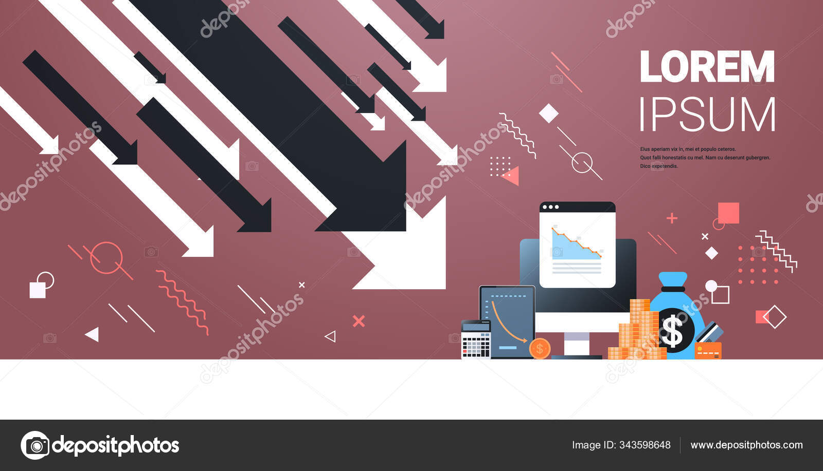 Falling arrows decrease economy stretching rising drop financial crisis ...