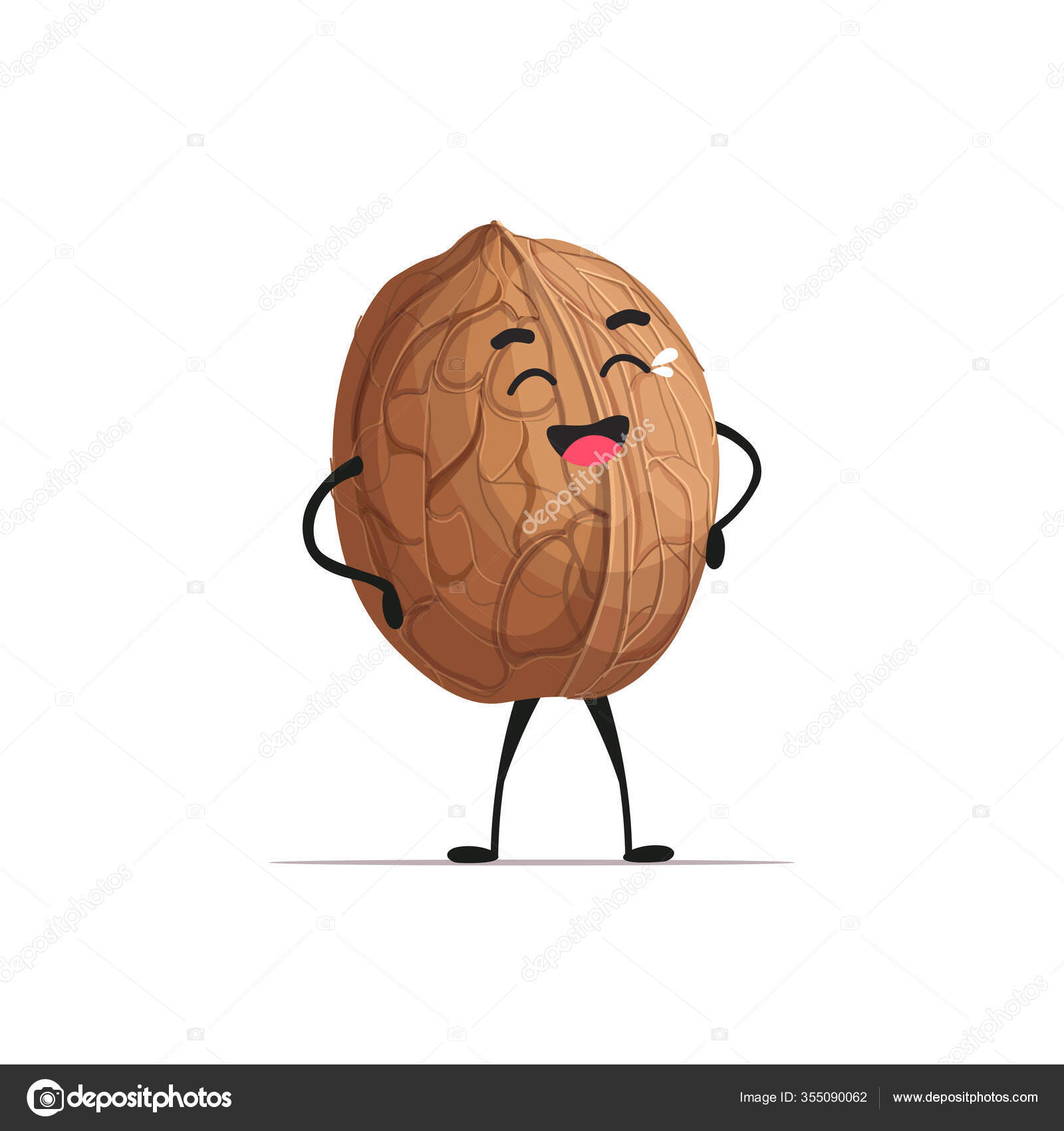 Lindo personaje de nuez de dibujos animados mascota nuez saludable ...