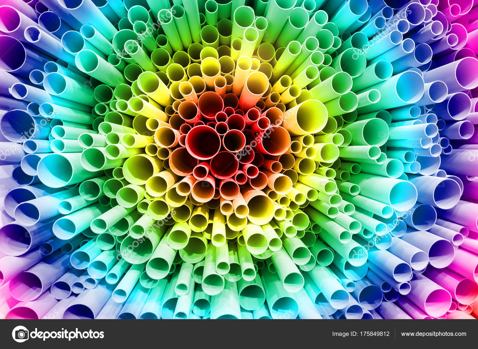 Color Rainbow Pvc Pipes Stacked Construction Site Stock Photo by ...