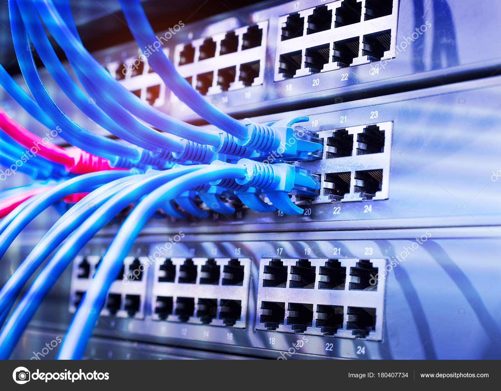 Network Switch Ethernet Cables Data Center Concept Stock Photo by ...