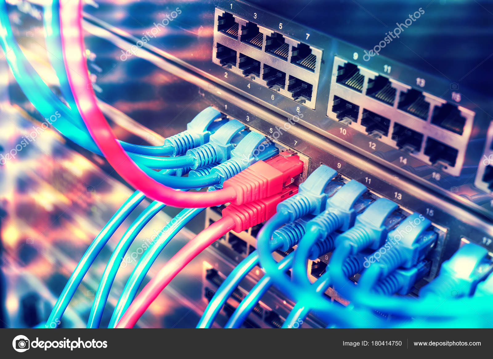 Cables Red Switch Firewall Rack Servidor Centro Datos Computación Nube ...