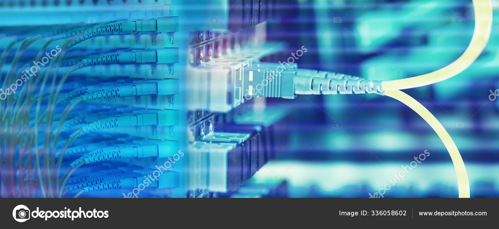 Fiber optic cablel connect to communication Distribution point Stock ...