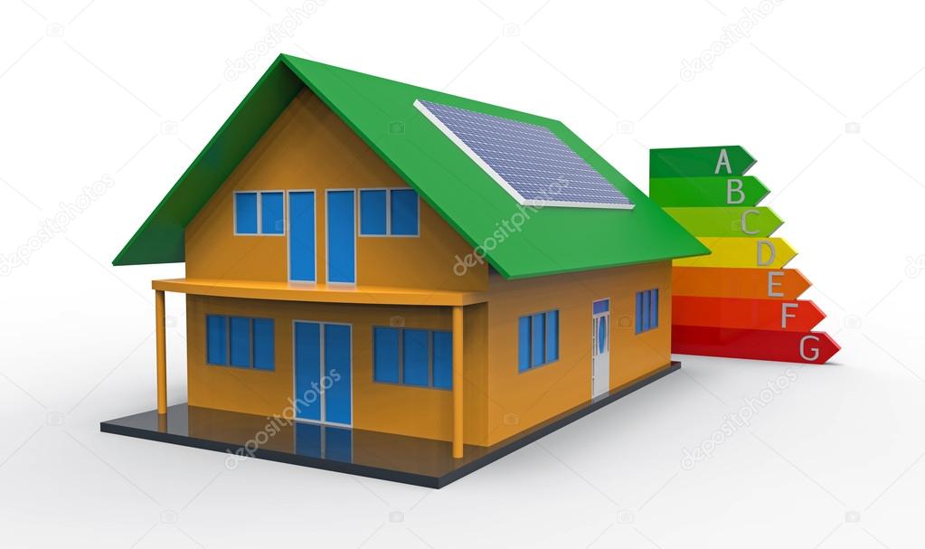 House and energy efficiency chart, 3d rendering Stock Illustration by ...