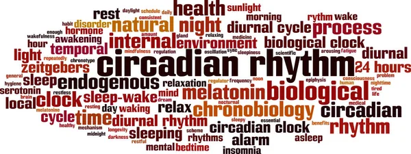 Concepto de nube de palabras ritmo circadiano. Collage hecho de ...