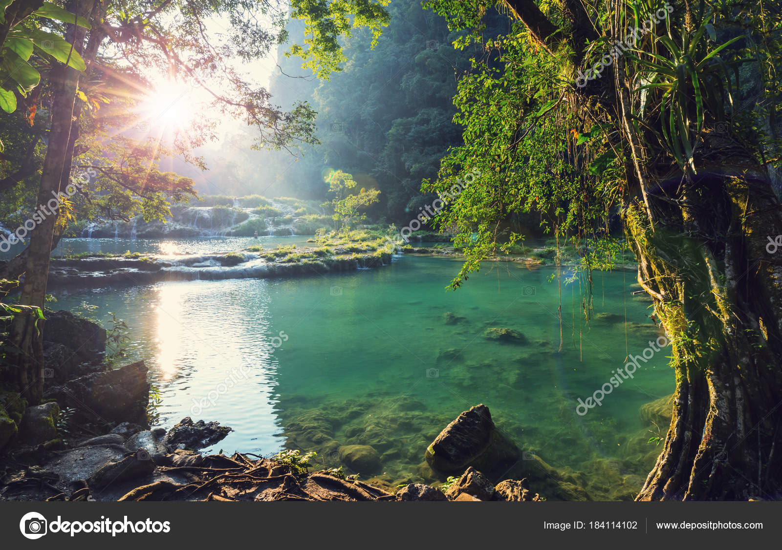 Beautiful Natural Pools Semuc Champey Lanquin Guatemala Central America ...