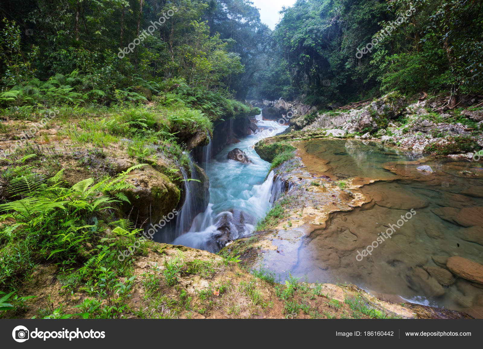 Beautiful Natural Pools Semuc Champey Lanquin Guatemala Central America ...