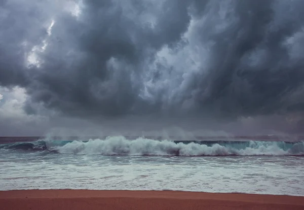storm clouds and dramatic waves in ocean - Stock Image - Everypixel