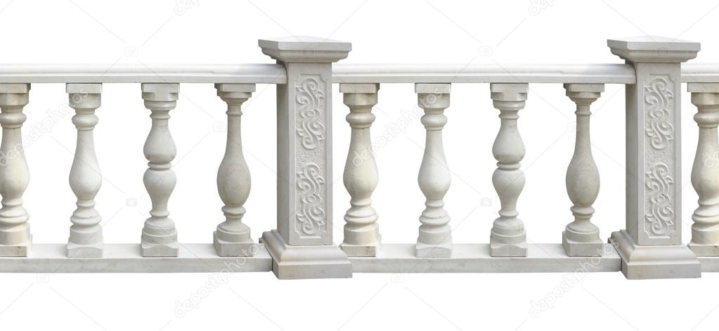 Classic stone balustrade with column isolated over white — Stock Photo ...