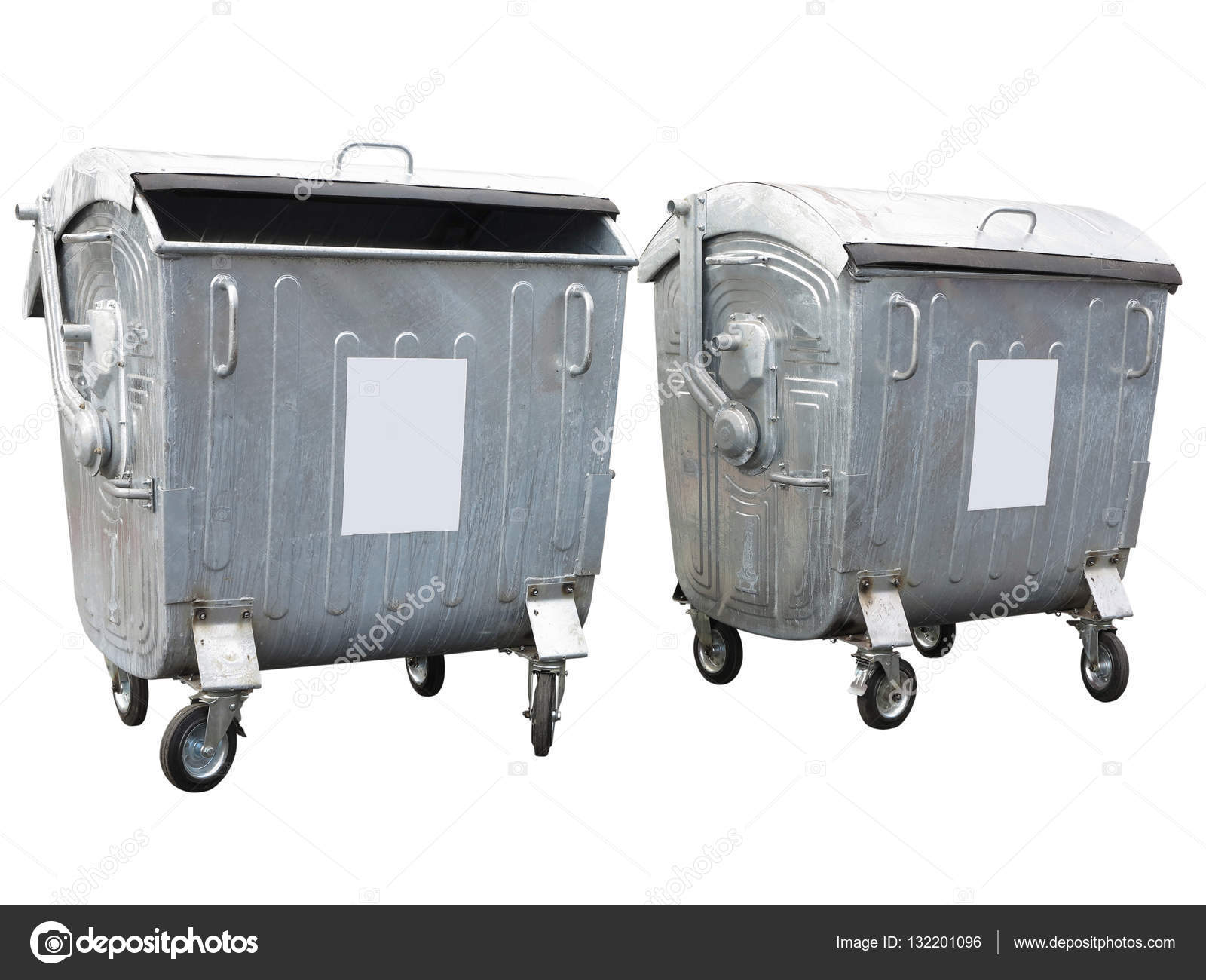 Big dirty metallic trash container isolated on white Stock Photo by ...