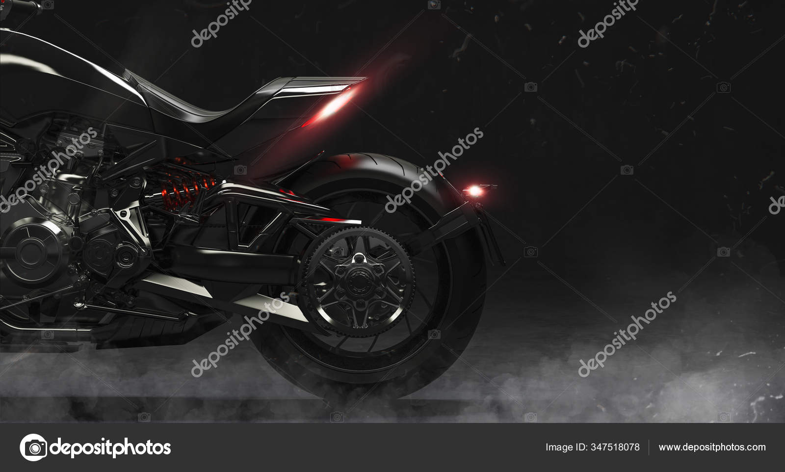Render Beautiful Black Motorcycle Dark Background — Stock Photo ...
