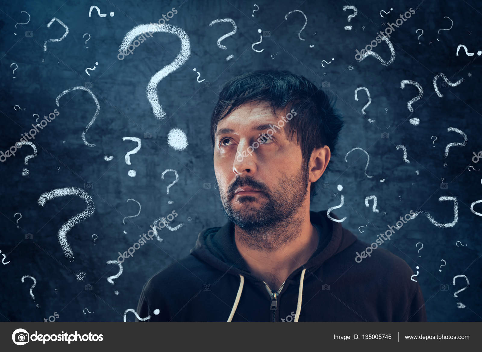 Confused man with so many questions Stock Photo by ©stevanovicigor ...