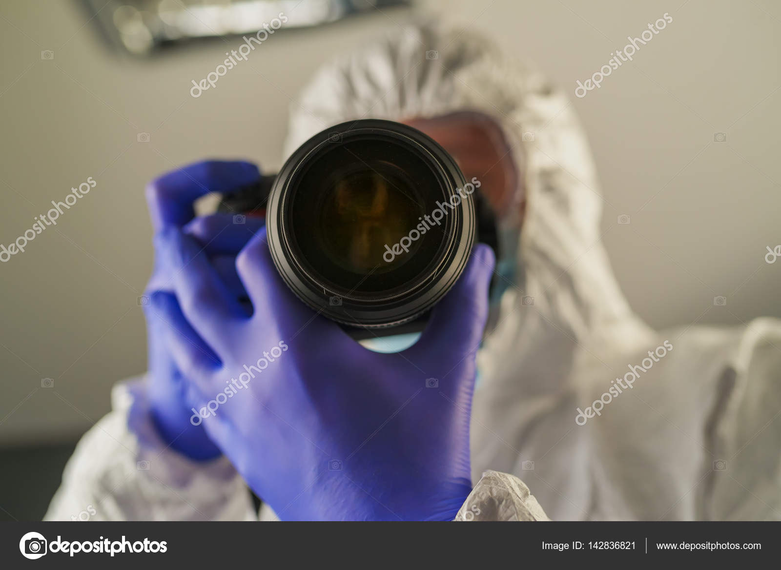 Crime scene forensics investigator with digital camera Stock Photo by ...