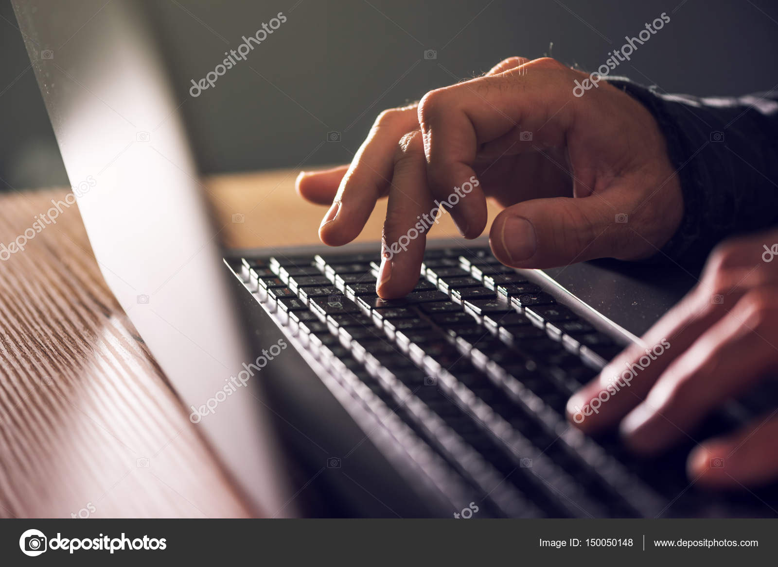 Computer programmer and hacker hands typing laptop keyboard — Stock Photo © stevanovicigor ...