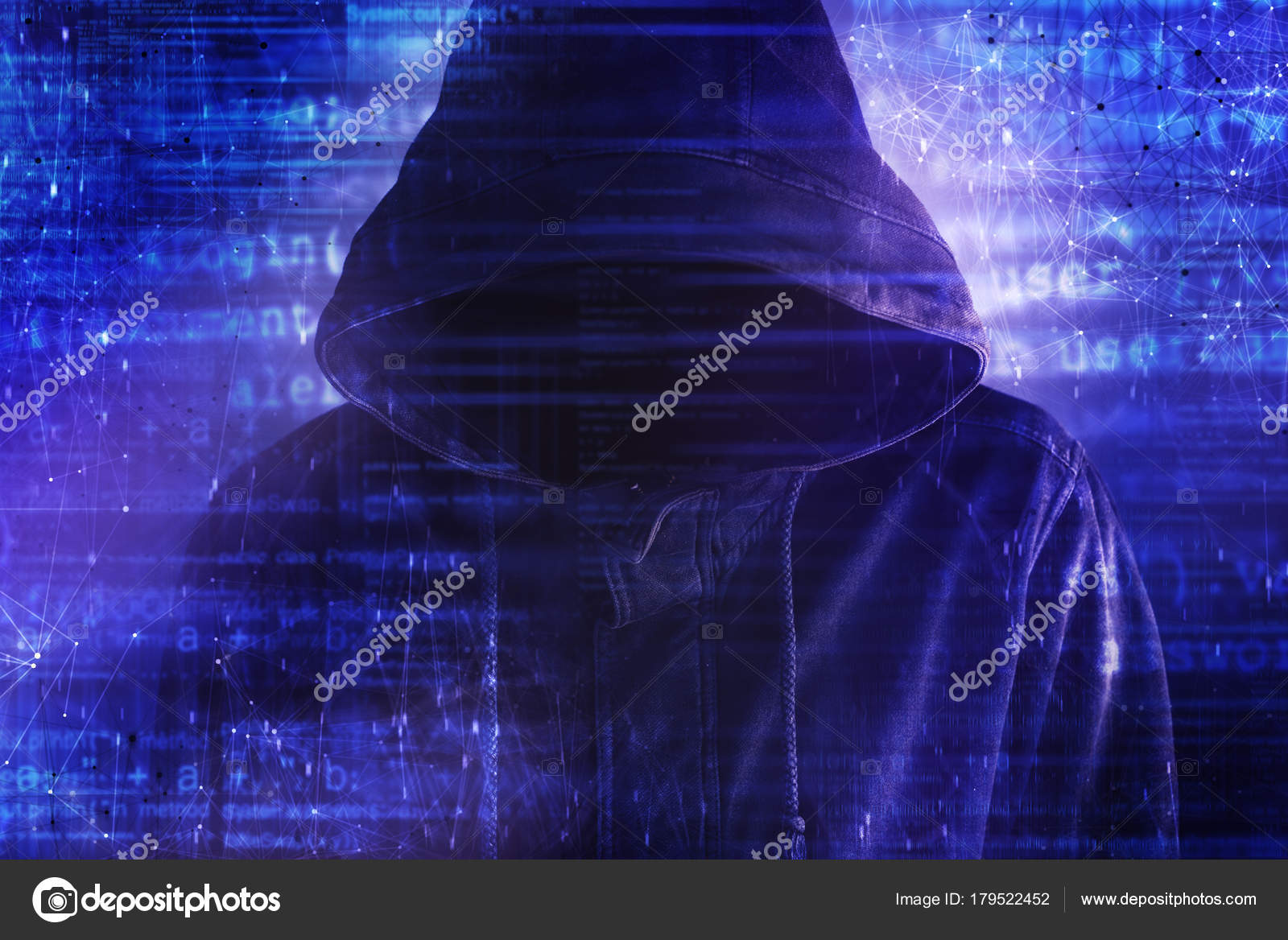 Cybersecurity, computer hacker with hoodie — Stock Photo © stevanovicigor #179522452
