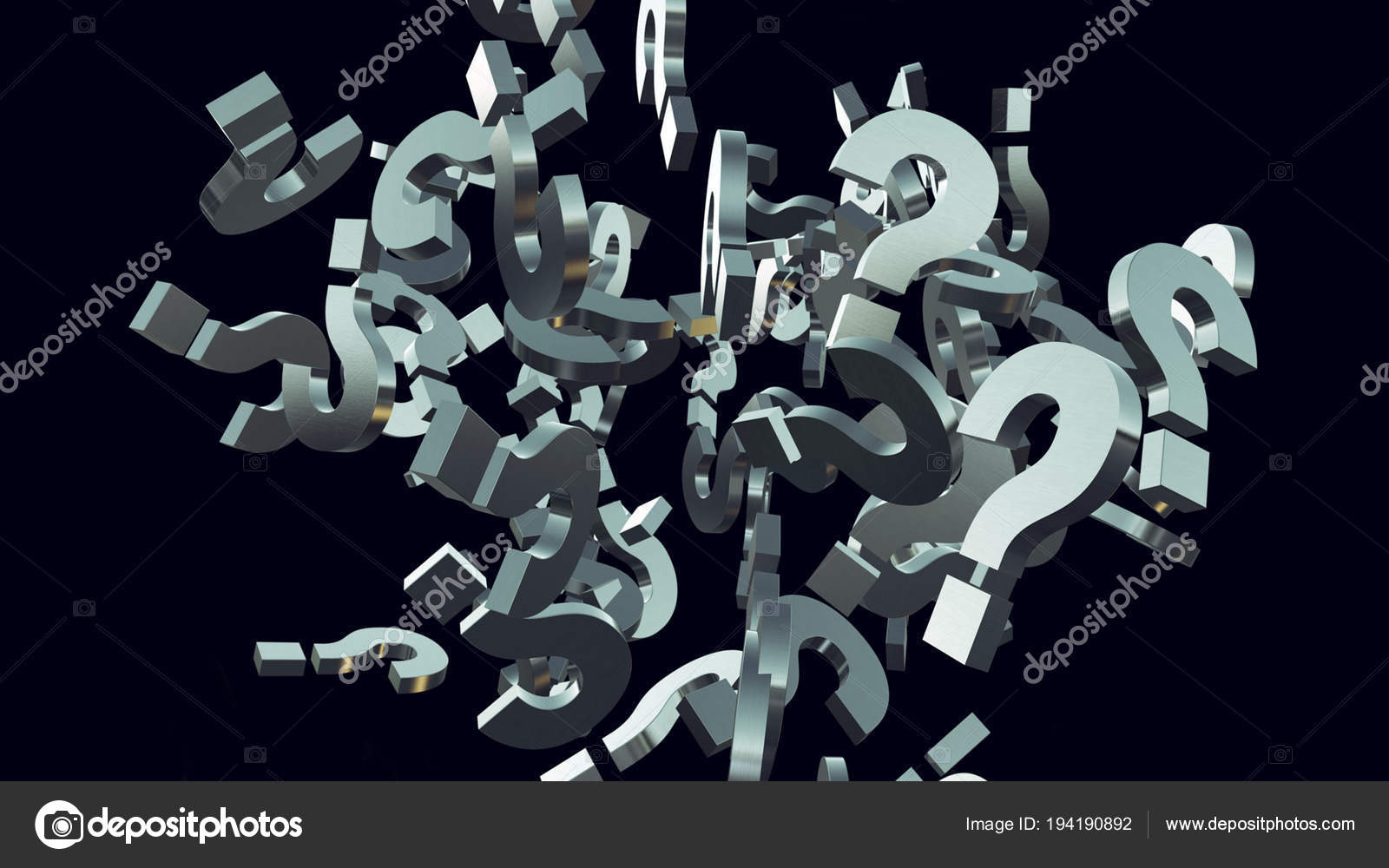 3d rendering illustration of exploding question mark particles Stock ...