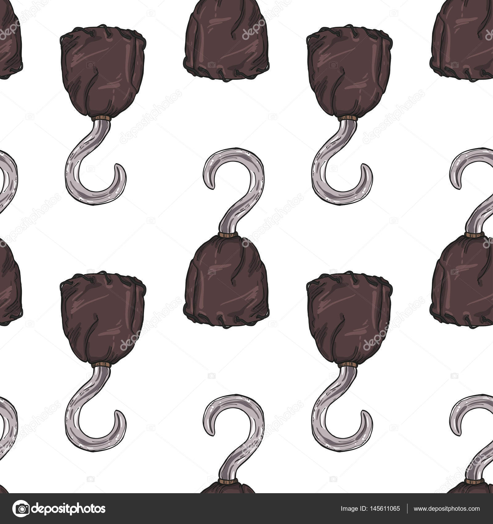 Seamless pattern with pirate hook on white background Stock Vector ...