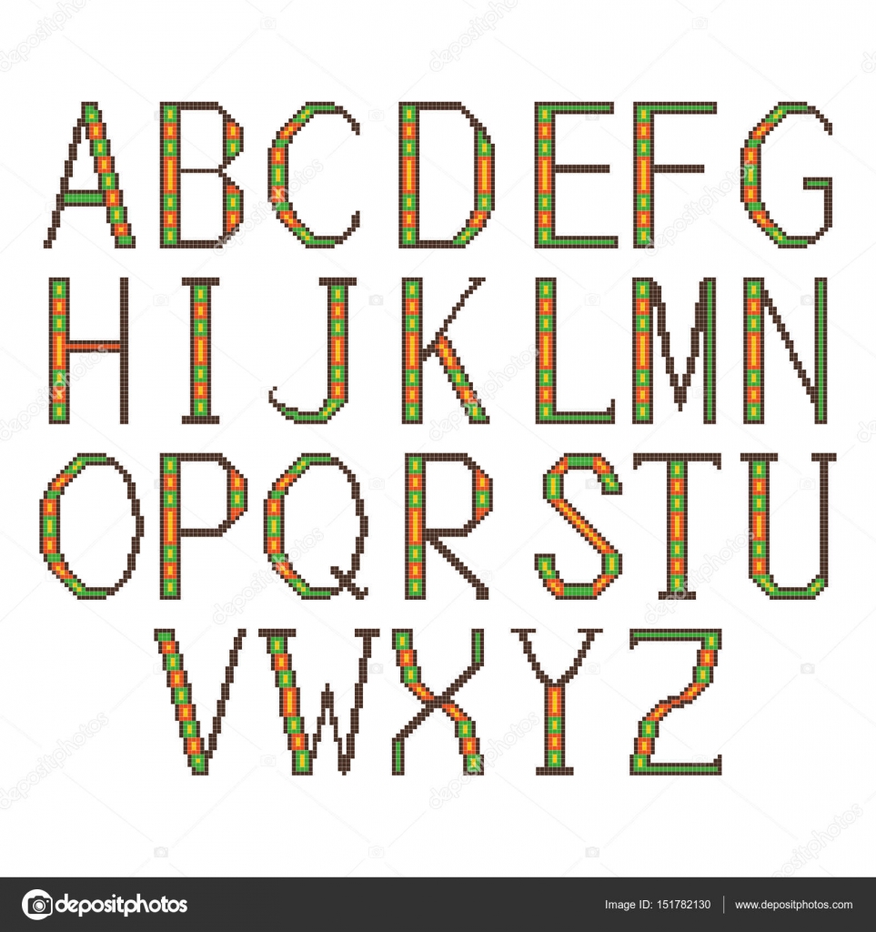 Alphabet pixel for kids. Set of english letters Stock Vector Image by ...