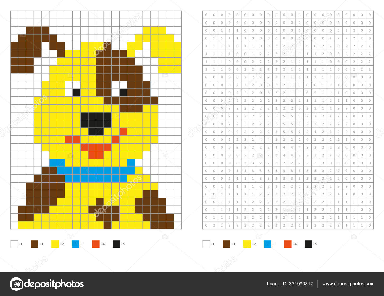 Kids Coloring Page Pixel Coloring Cartoon Dog Vector Illustration Stock ...