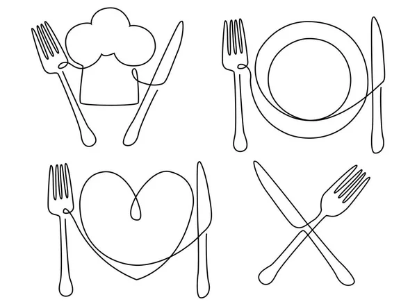 Fork line drawing Vector Art Stock Images | Depositphotos