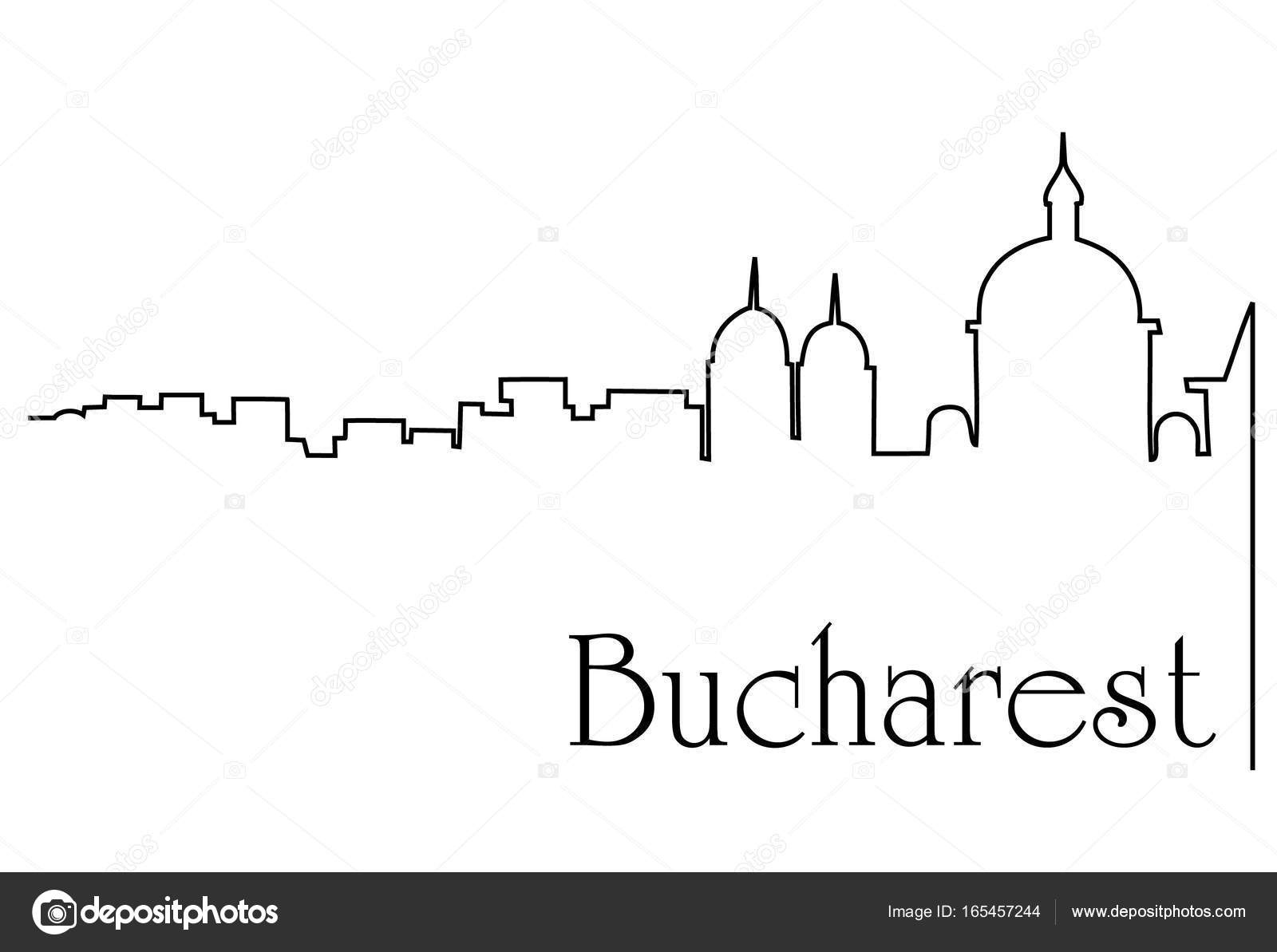 Bucharest city one line drawing background Stock Vector Image by ...
