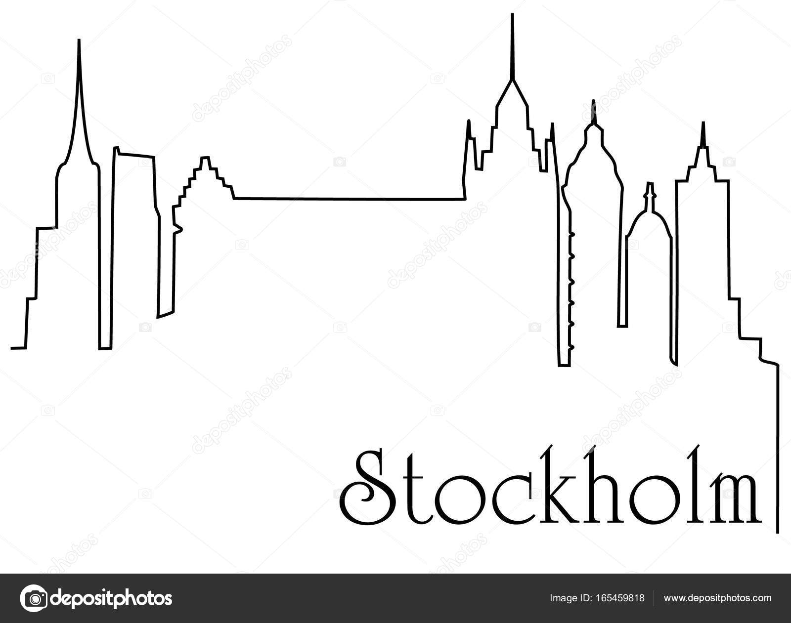 Estocolmo ciudad una línea dibujo fondo Vector de stock por ©agnieszka ...