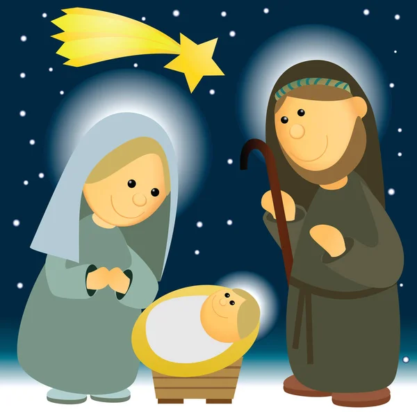 Cartoon nativity scene with holy family Stock Vector Image by ...